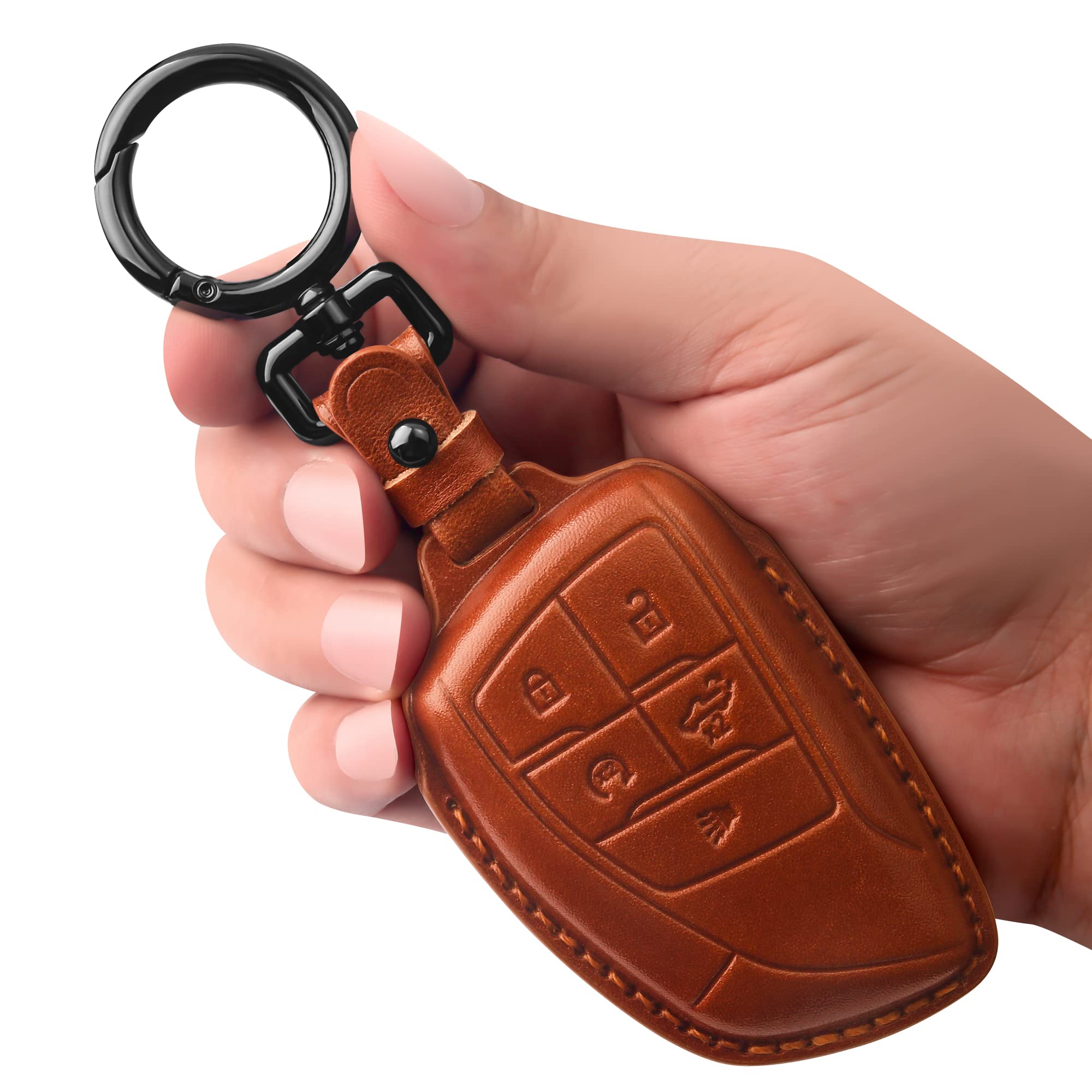 Tukellen Genuine Leather Key Fob Cover Smart Key Holder Sleeve Fit for ...