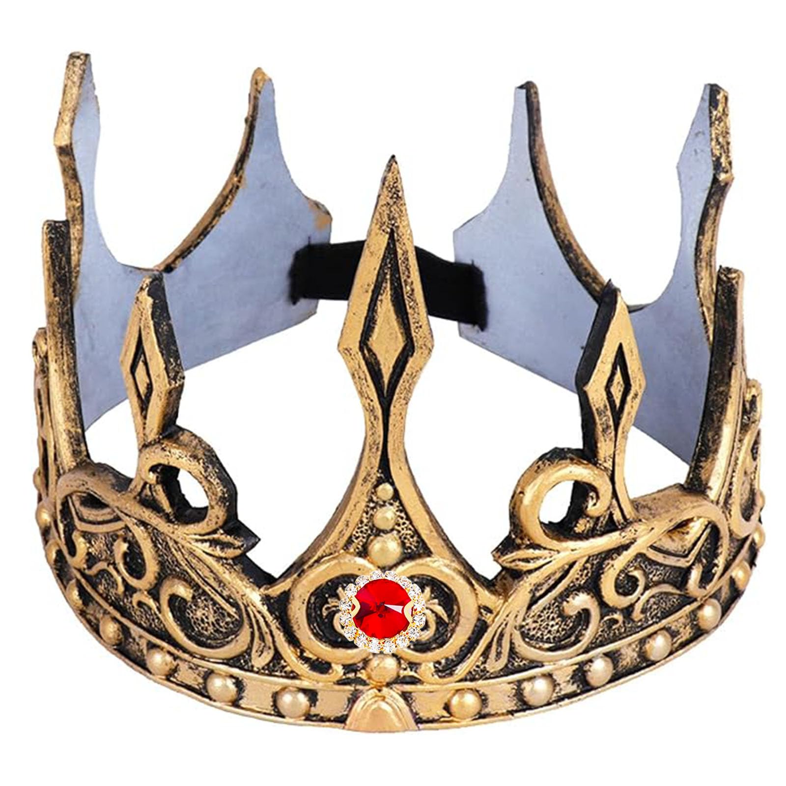 Golden Ruby King Crown for Boys and Girls, Royal Foam Headdress for Men ...