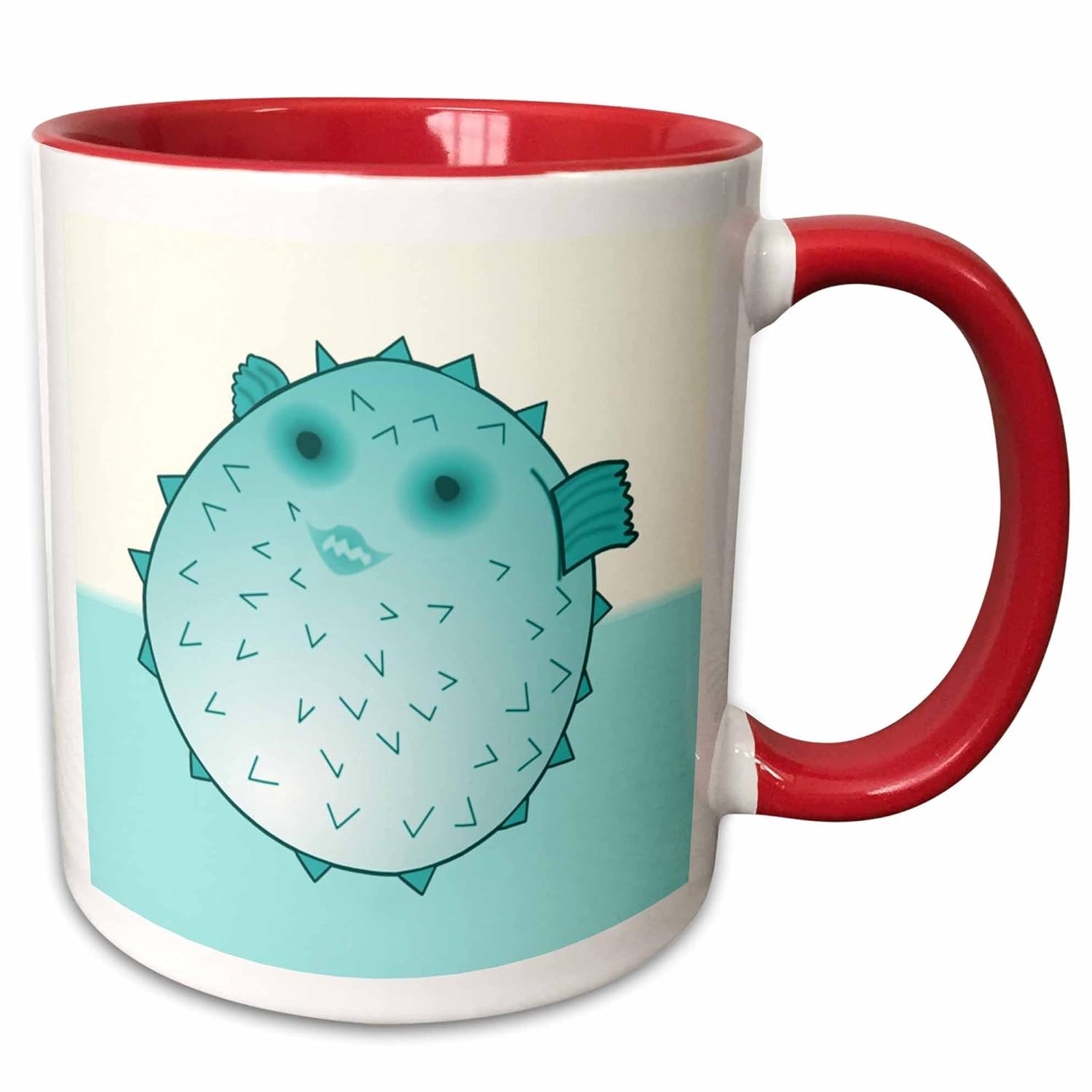 Amazon.com | 3dRose 212881_5 Print Of Puffer Fish On Trendy Aqua And ...