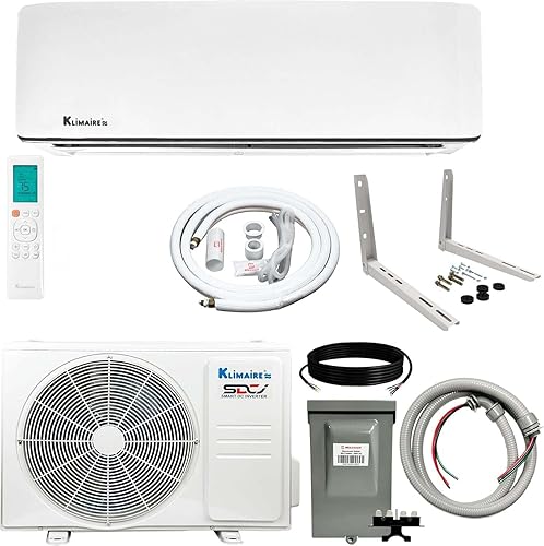 Klimaire 18,000 BTU 19 SEER2 Ductless Mini-Split Inverter A/C Heat Pump ...