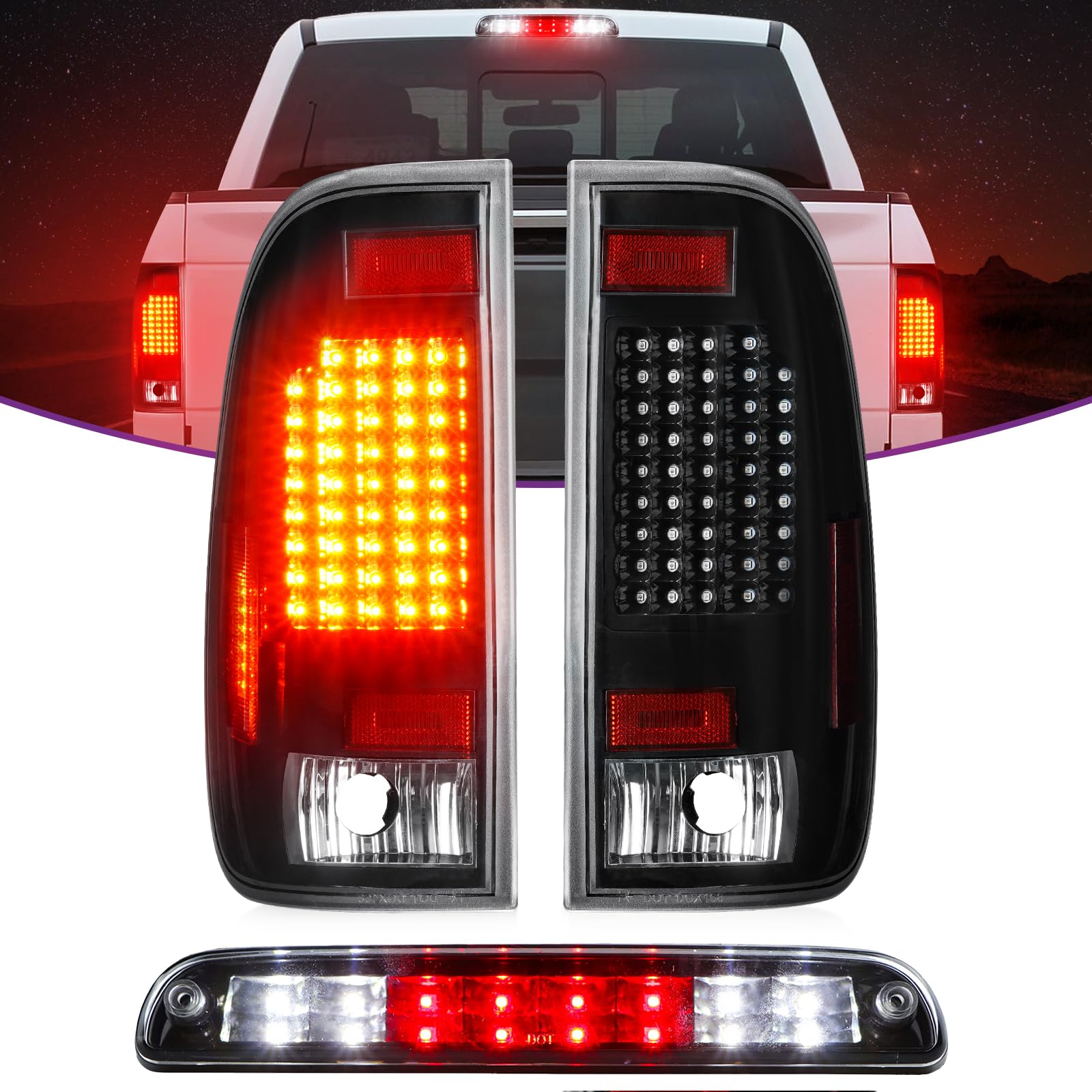 Gubebaili LED Tail Lights + 3rd Brake Light Fit for F250 F350 F450 F550 ...