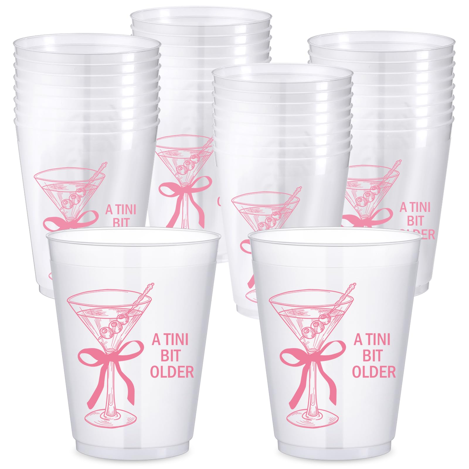 Jingmore 24 Pack a Tini Bit Older Cups 16 oz Pink Martini Birthday Cups ...