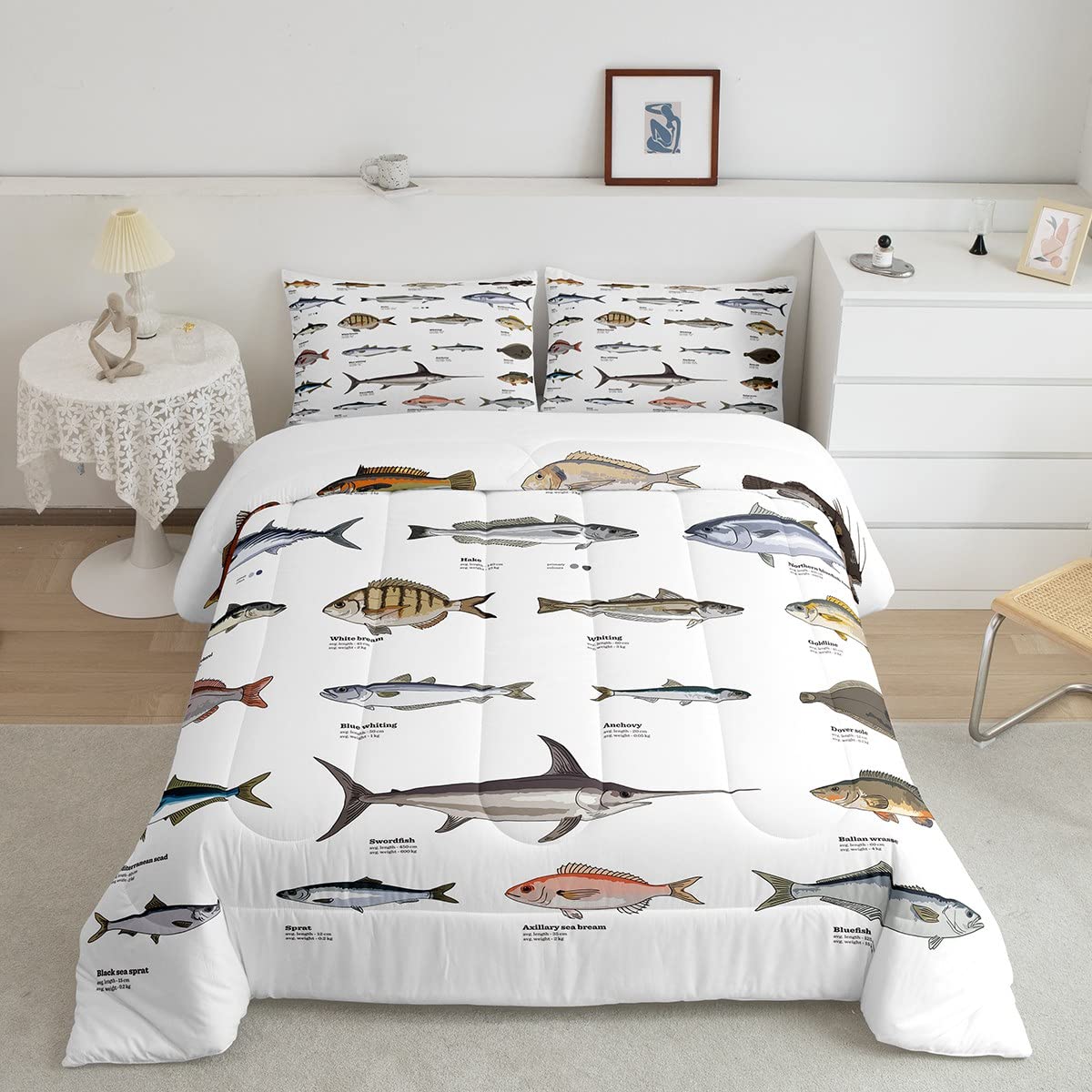 Bass Fish Comforter Set for Boys Girls Farmhouse Fishing and Hunting ...