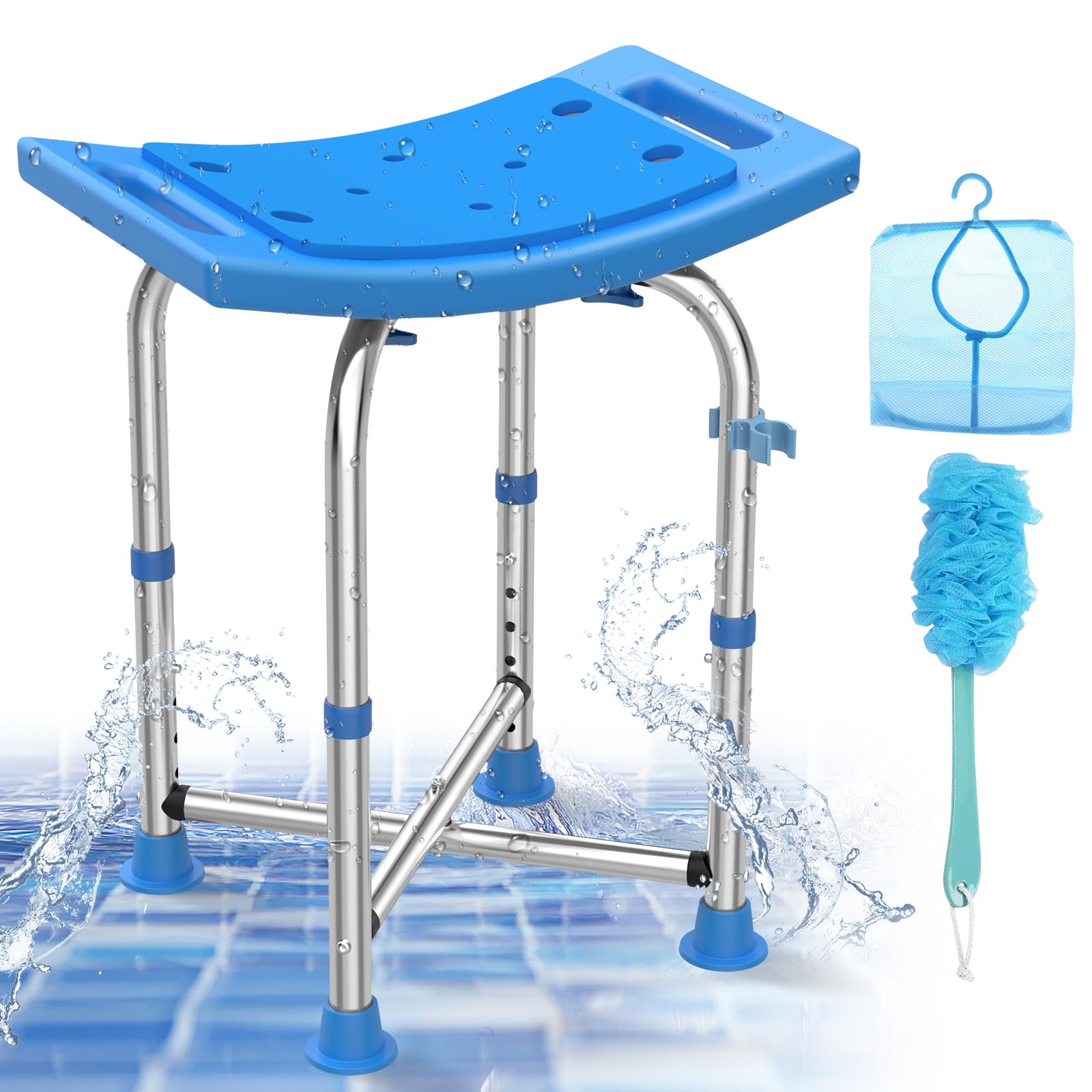 UGarden Upgraded Shower Chair with Reinforced Crossbar Supports, 400LB ...