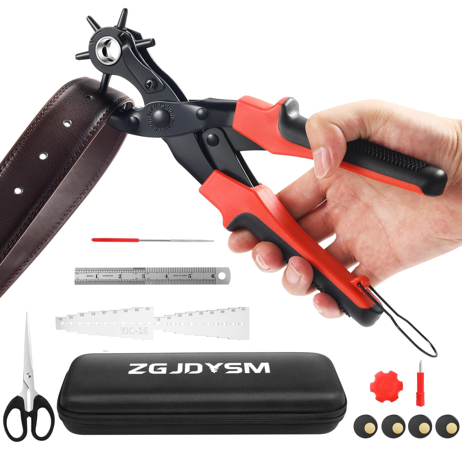 Leather Hole Punch Tool Set, Multi Hole Sizes Puncher, Revolving Punch ...