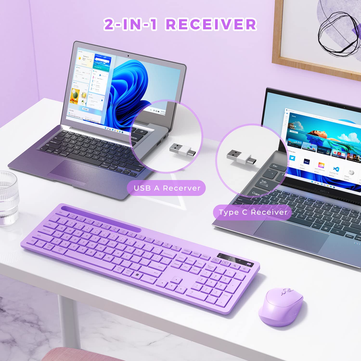 Mua Wireless Keyboard and Mouse for MacBook, Vivefox Purple Wireless ...