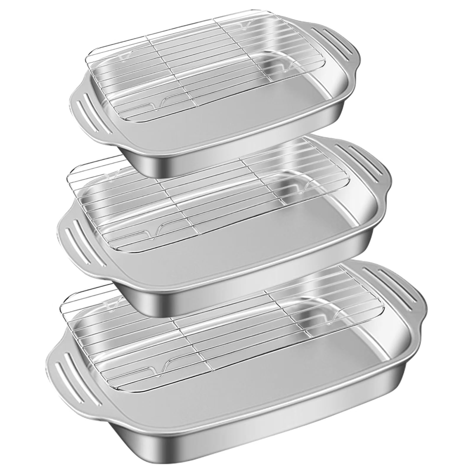GIUOIDUO Baking Sheet with Rack Set (3 Pans + 3 Racks), Stainless Steel ...