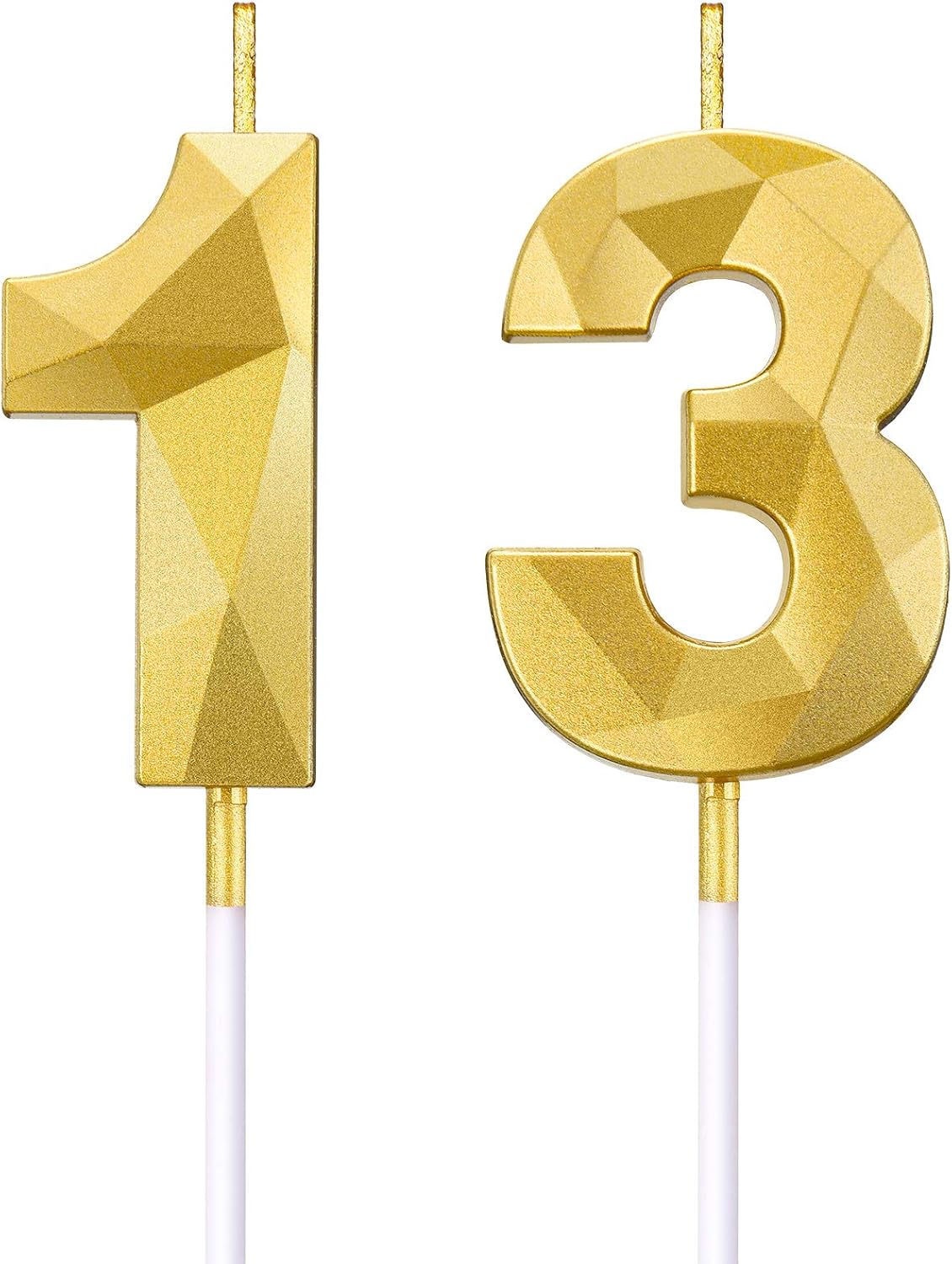 BBTO 13th Birthday Number Candles 3D Diamond Shape Cake Candles Number ...