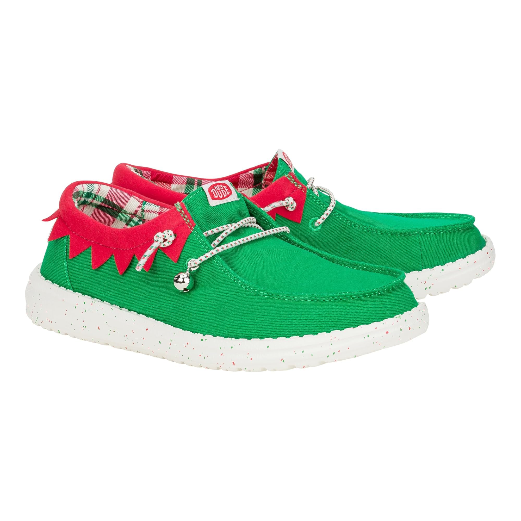 Hey Dude Womens Wendy Holiday Elf Green/Red 11 Medium