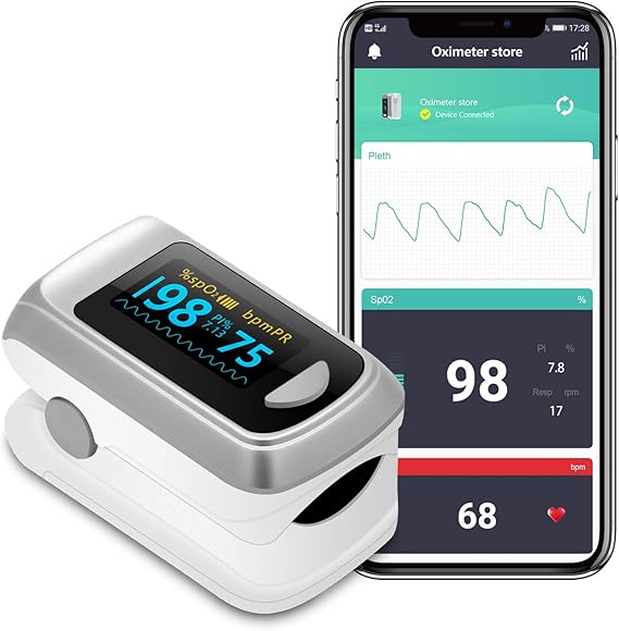 Bluetooth Blood Oxygen Saturation Monitor with App for iPhone & Android ...
