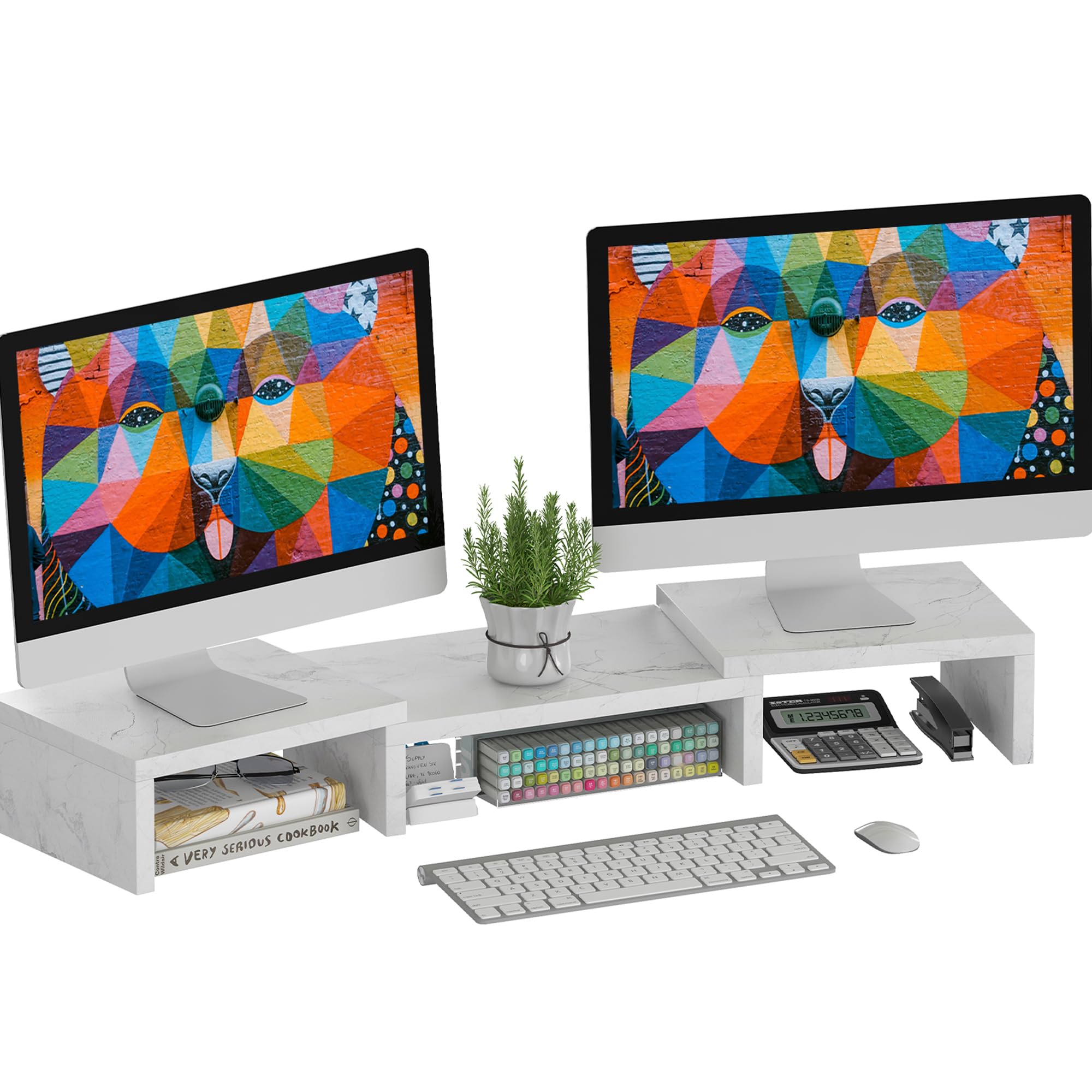 Mua Dual Monitor Stand Riser, Adjustable Length and Angle Multi Screen ...