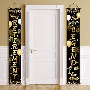 Amazon.com: Retirement Porch Sign Door Hanging Banner, Happy Retirement ...