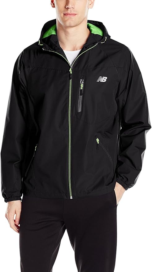 New Balance Men's Polyester Dobby Hooded Jacket with All Motion Trim ...