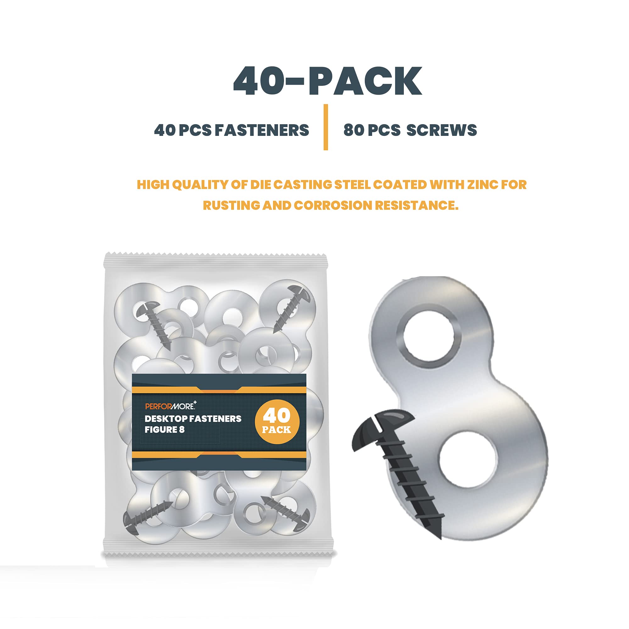 Mua Performore 40 Pack of Figure 8 Shaped Steel Desk Top Fastener Clips ...