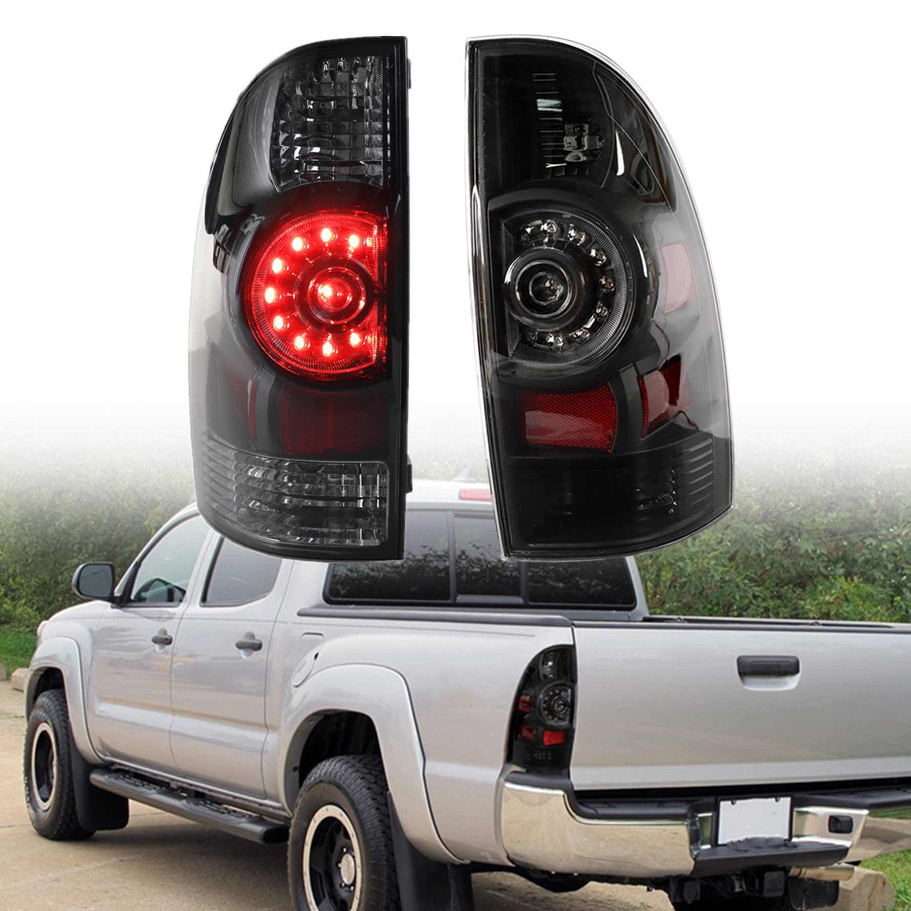 munirater Rear Tail Light Assembly Pair Black Housing Smoke Lens ...