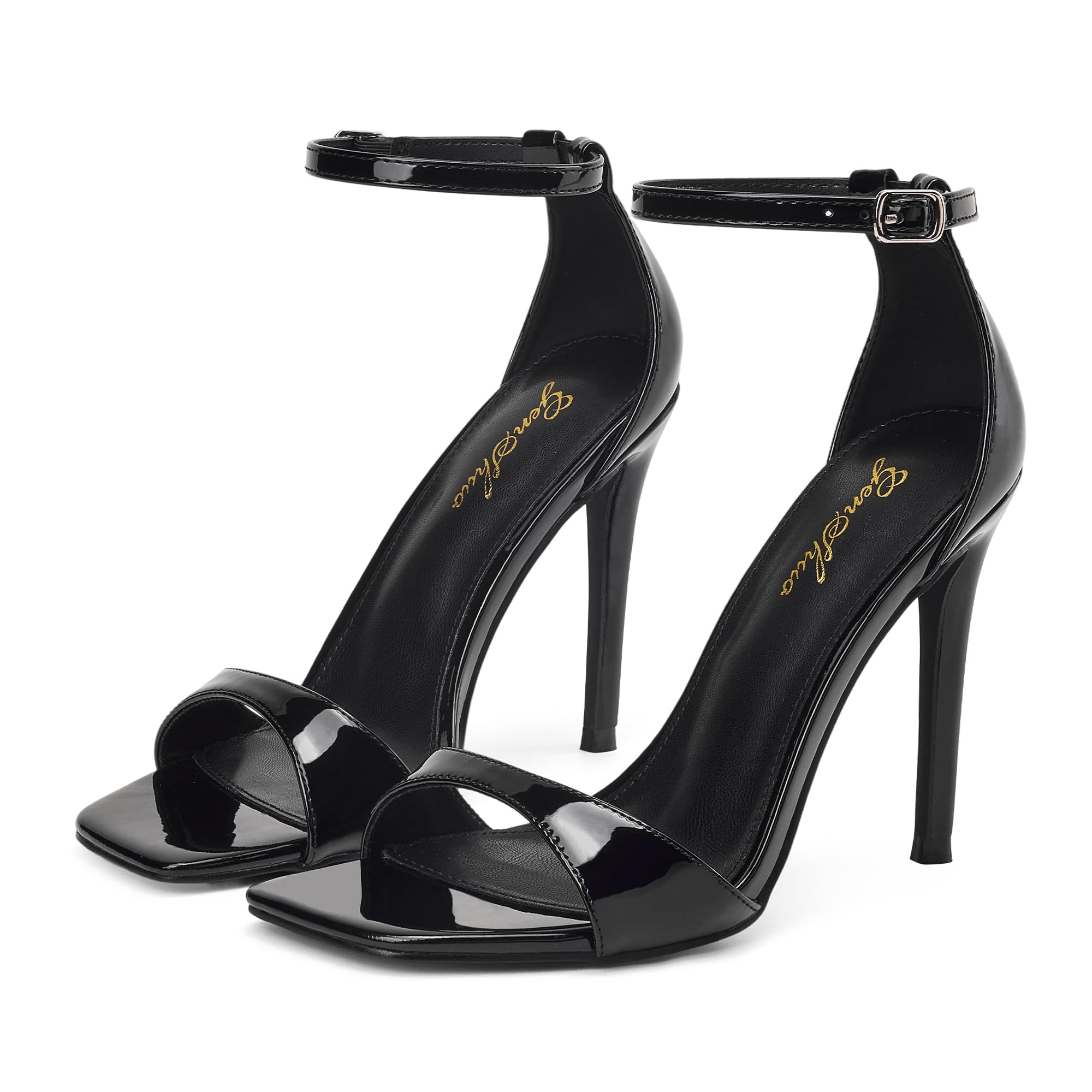 GENSHUO High Heeled Sandals for Women One Strap Heels with Square Open ...
