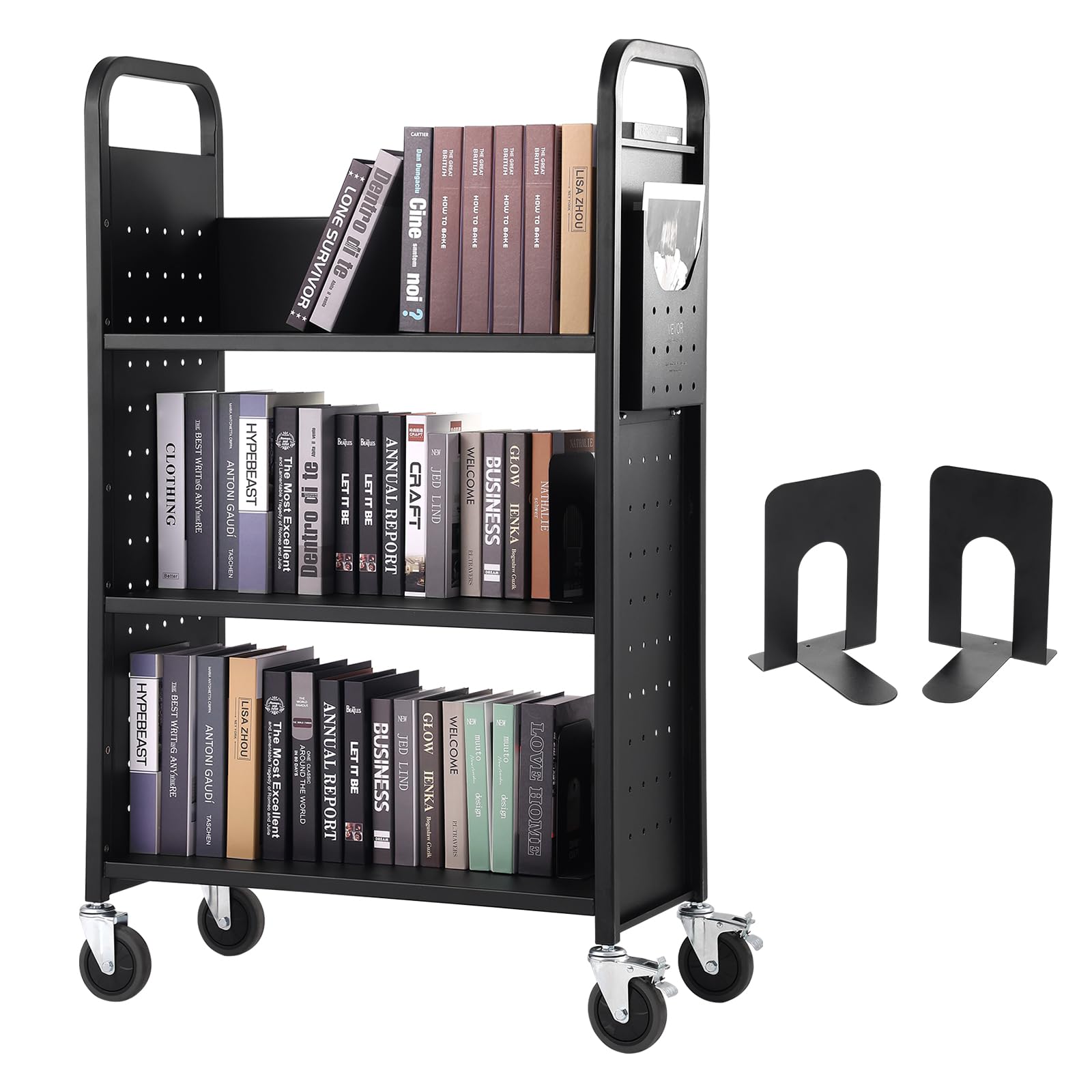Mua VEVOR Book Cart, 330 lbs Library Cart, 31.1" x 15.2" x 49.2 ...