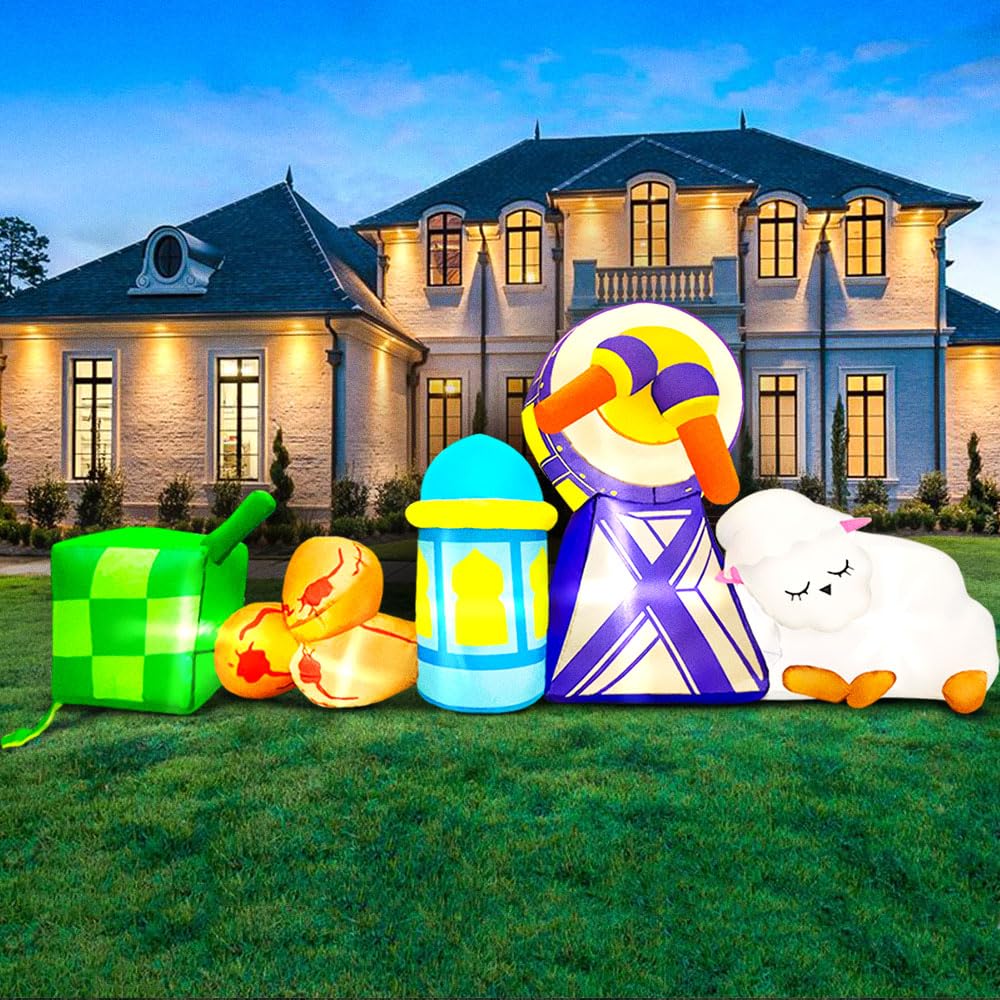 6FT Spring Inflatable Lamp Outdoor Decoration with Drum Lamb Combine ...