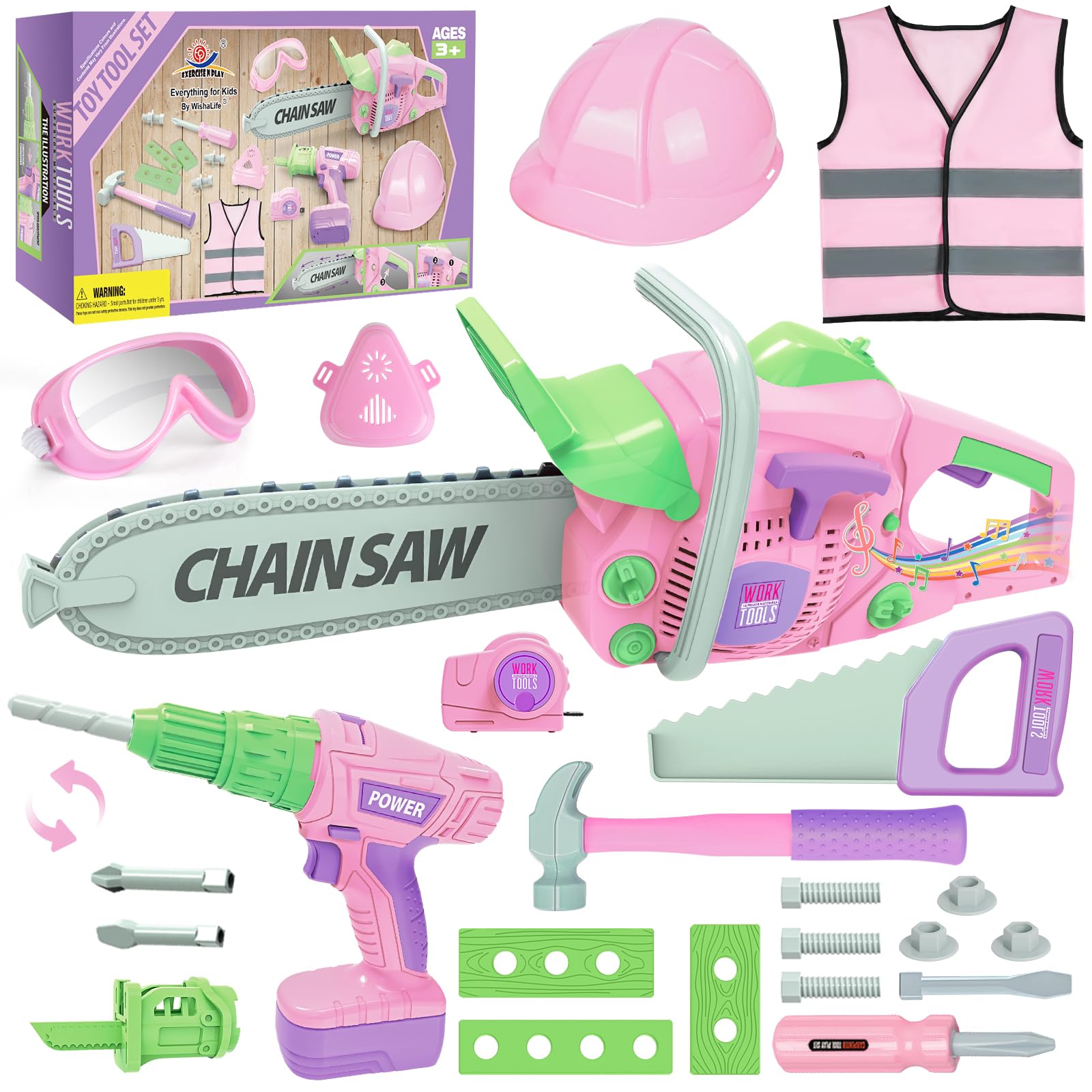 Kids Tool Set, Kids Toy Tools with Toy Chainsaw & Toy Drill, Kids Tool ...