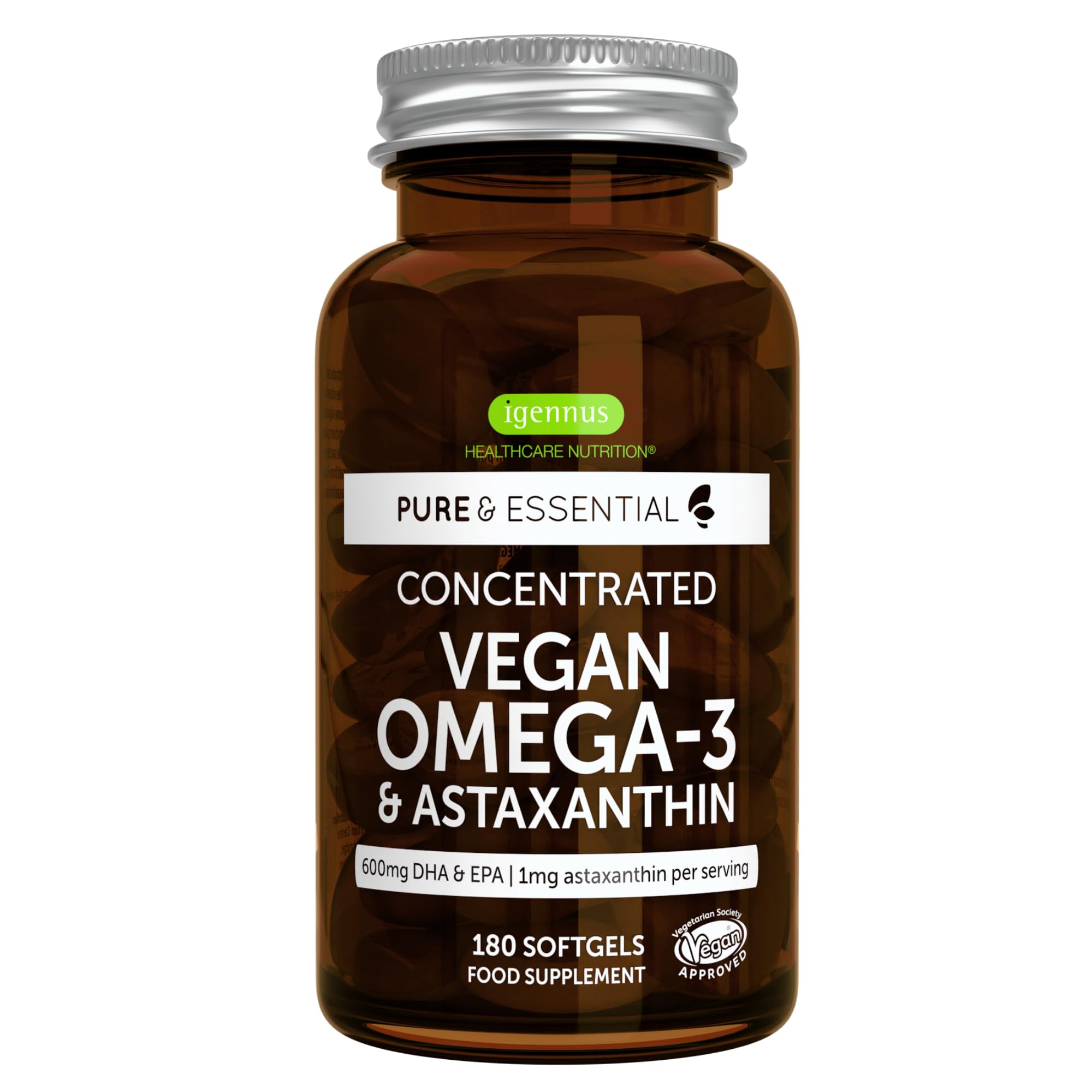 Igennus Vegan Omega-3 Natural Triglyceride Algae Oil, DHA & EPA Fatty ...