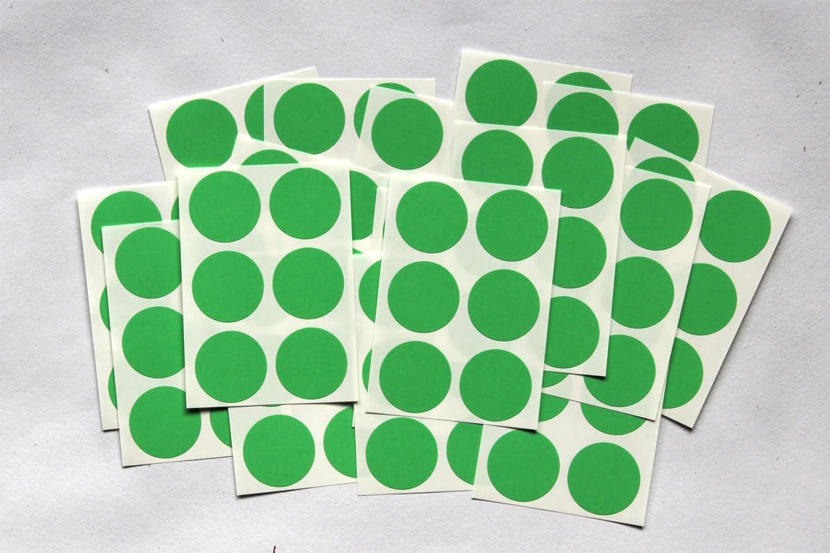 100 Green Round Stickers - Sticky Coloured Self Adhesive Labels for ...