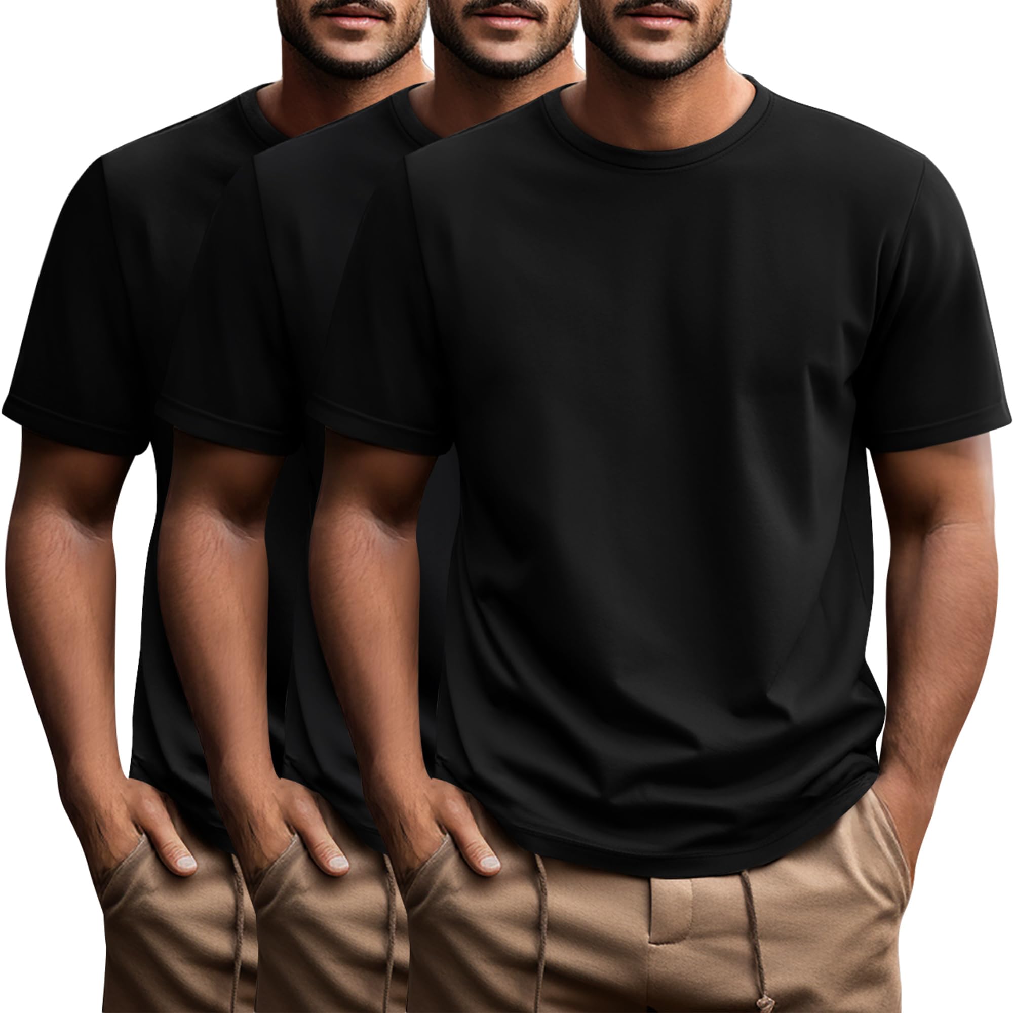 Ficerd 3 Pack Men's Big and Tall Shirts Short Sleeve Cotton Tee Crew ...