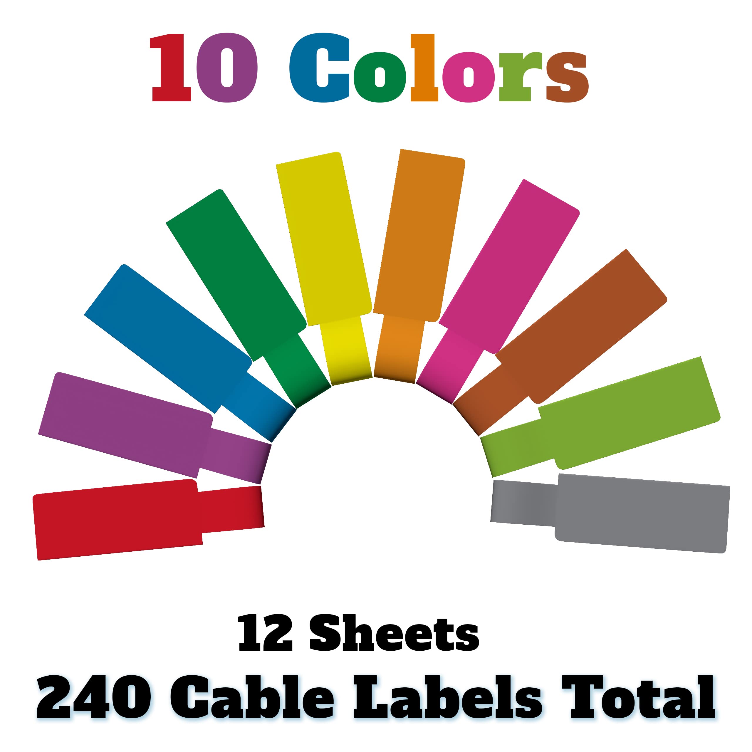 Mua Kenco Cable Labels - 240 Labels 12 Sheets, 10 Colors Waterproof ...