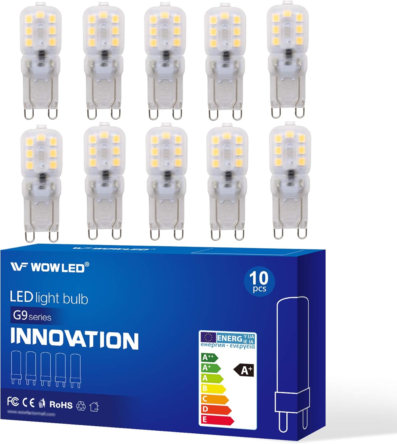 WOWLED 10 X G9 LED Light Bulb, 3W (30W Equivalent), Non-Dimmable, Warm ...