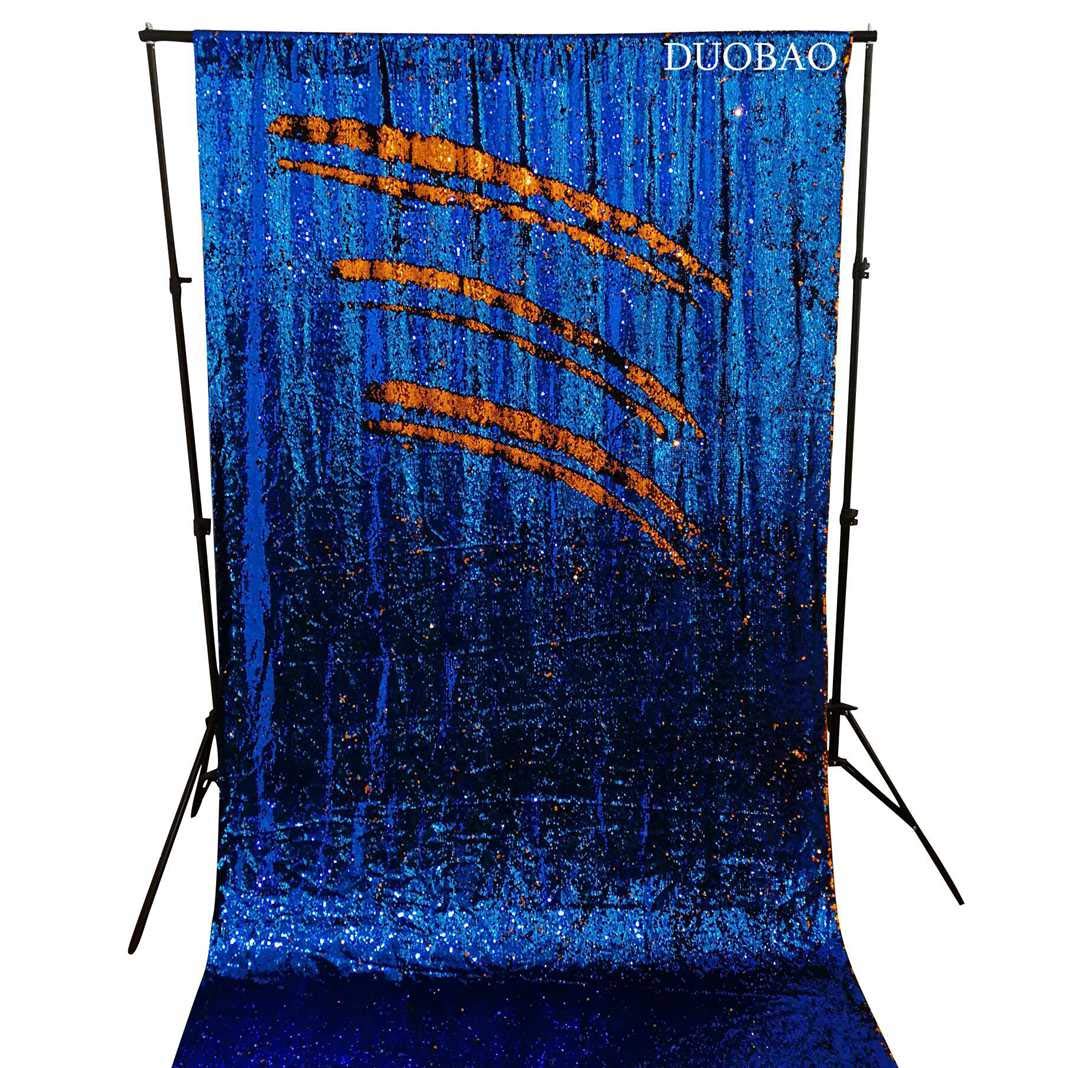 Royal Blue To Orange Sequin Backdrop 8FTx8FT Shower Curtain Set ...