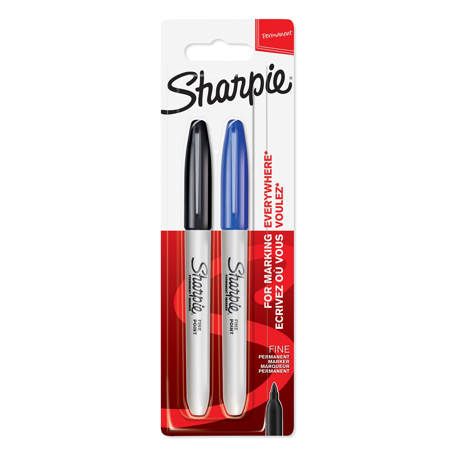 Sharpie Pennarelli Indelebili, Punta Fine, Confezione da 2, Nero/Blu ...