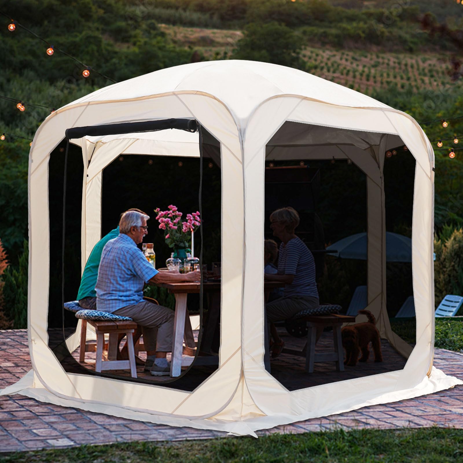 Pop-Up Screen House Tent, 10x10 Feet Outdoor Gazebo with Carry Bag ...
