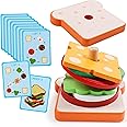 Amazon.com: kizh Wooden Sandwich Sorting Stacking Toys Play Food Set ...
