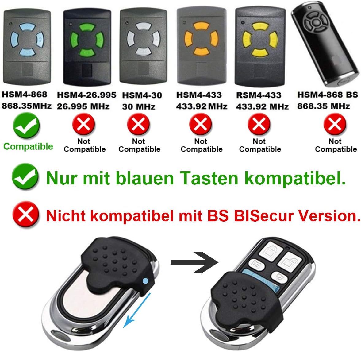 Garage Hand Transmitter Remote Control Handset Handsender for Hörmann ...