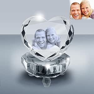 Amazon.com: 3D Picture Crystal Heart - Custom Laser Engraving Crystal ...