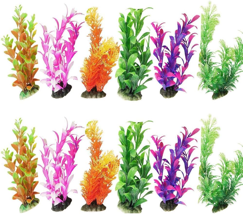 Bogoro Artificial Aquarium Aquatic Plants, 12 Pcs Aquarium Fish Tank ...