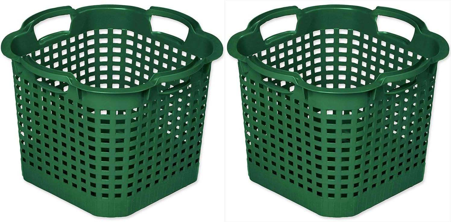 Novatool 2X Gartenkorb grün 25 L Erntekorb 40cm Drehstapelkorb Laubkorb ...