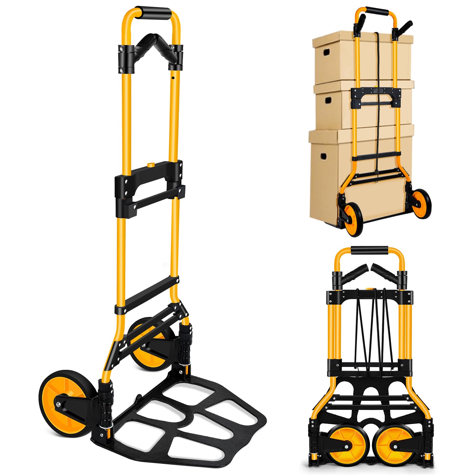350 LB Capacity Upgraded Folding Hand Truck Dolly,Portable Extended ...
