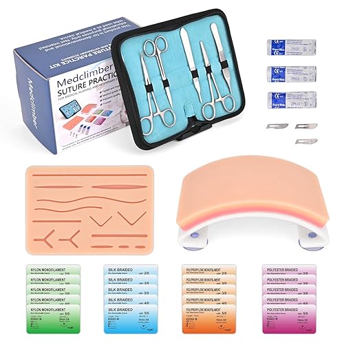 Medclimber Advanced Suture Practice Kit New Generation(32 Pcs) Includes Arch-Shaped and Pre-Cut ...