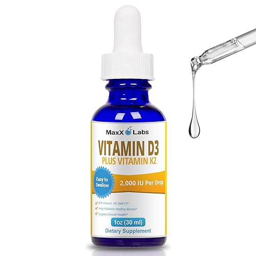 MaxX Labs Vitamin D3 K2 Liquid Drops - Liquid Vitamin-D3 2000 IU Per ...