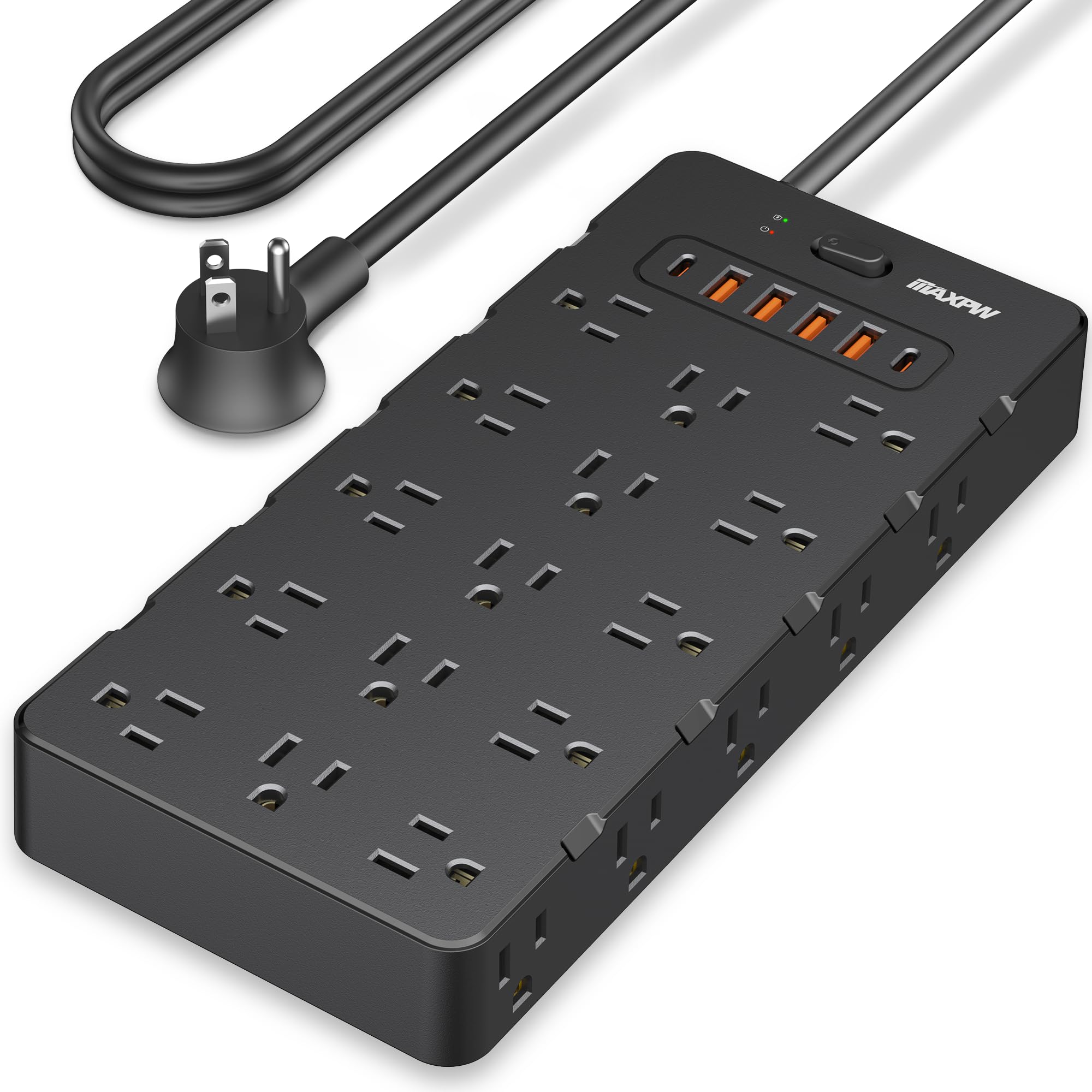 Large Power Strip Surge Protector with 25 Outlets & 6 USB Ports (2 USB ...
