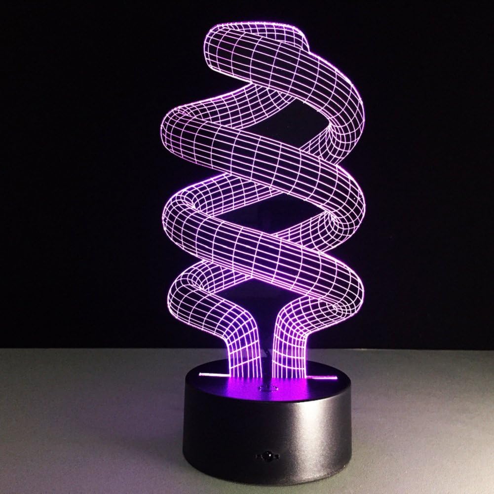 ATD® DNA Spiral 3D Optical Illusion Touch Switch Colorful Gradients LED ...