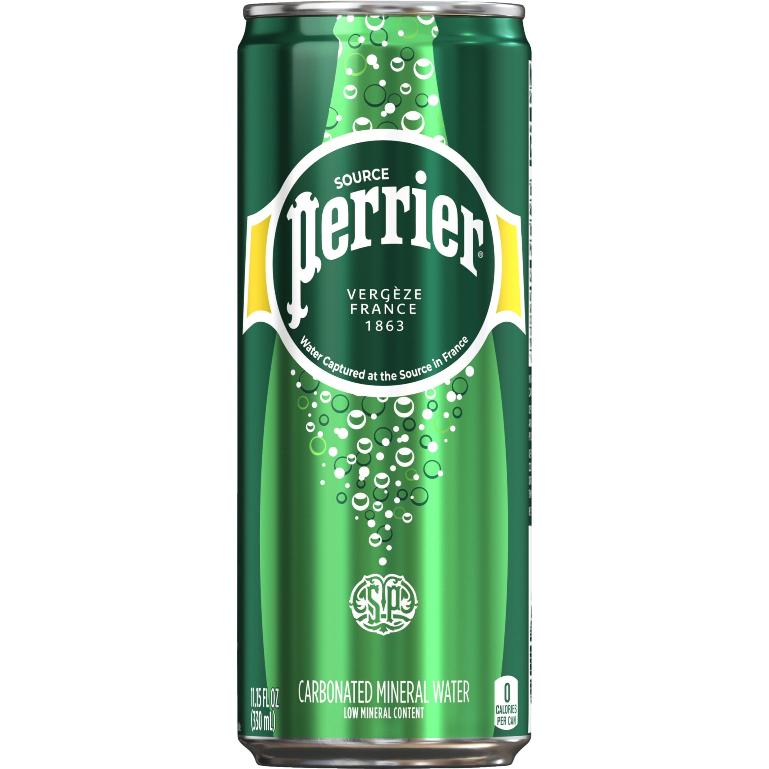 Mua Perrier Sparkling Water – Natural Mineral Water Sourced from France, 11.15 FL OZ Can (Pack ...