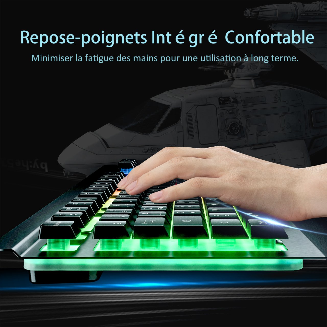 VicTsing Clavier Gaming Filaire USB Multicolore LED Rétro-éclairage d ...