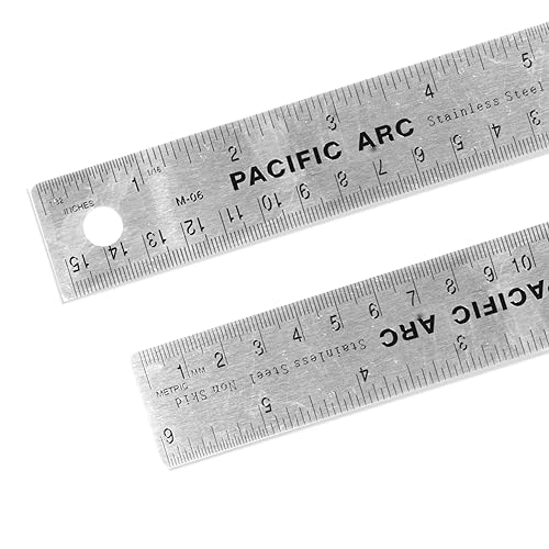 Pacific Arc Stainless Steel 6 Inch Metal Ruler Non-Slip Cork Back, with ...
