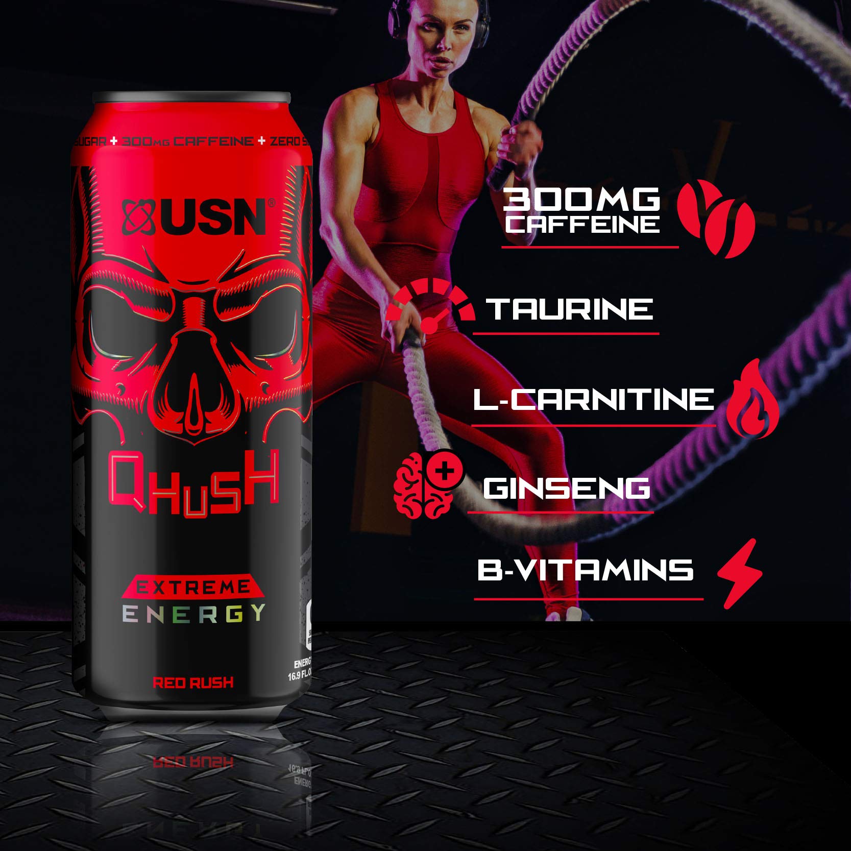 Mua USN Qhush Extreme Energy Drink, Red Rush - Xtreme Energy Drink ...