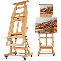 MEEDEN Beech Wood H-Frame Adjustable Artist Easel with Wheels