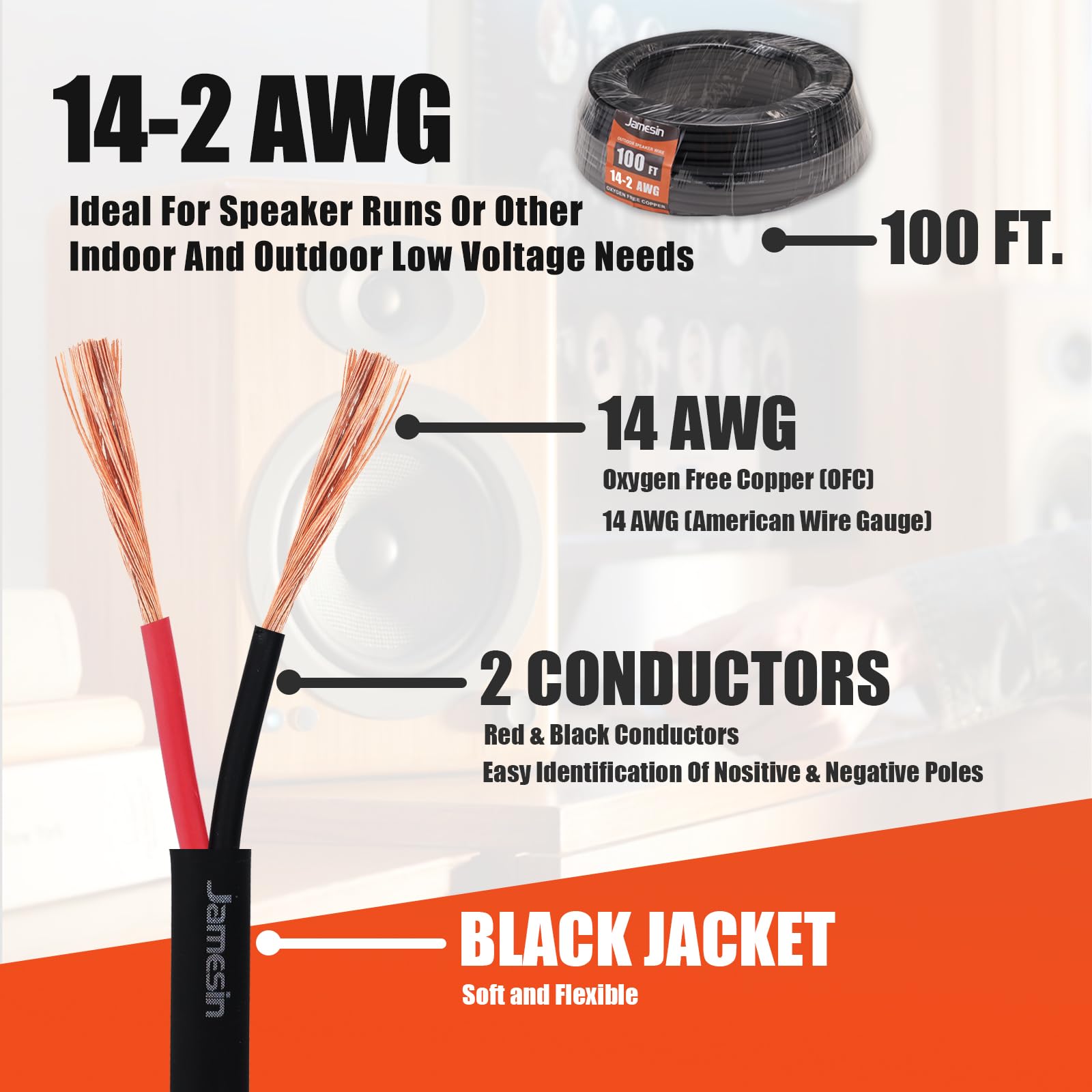 Mua Jamesin 100FT OFC Speaker Wire, Oxygen-Free Copper (OFC) Bulk ...