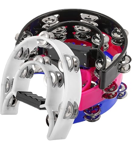 Tambourine For Kids 4-Pack Double Row Tambourines - 9 Inch Half Moon ...