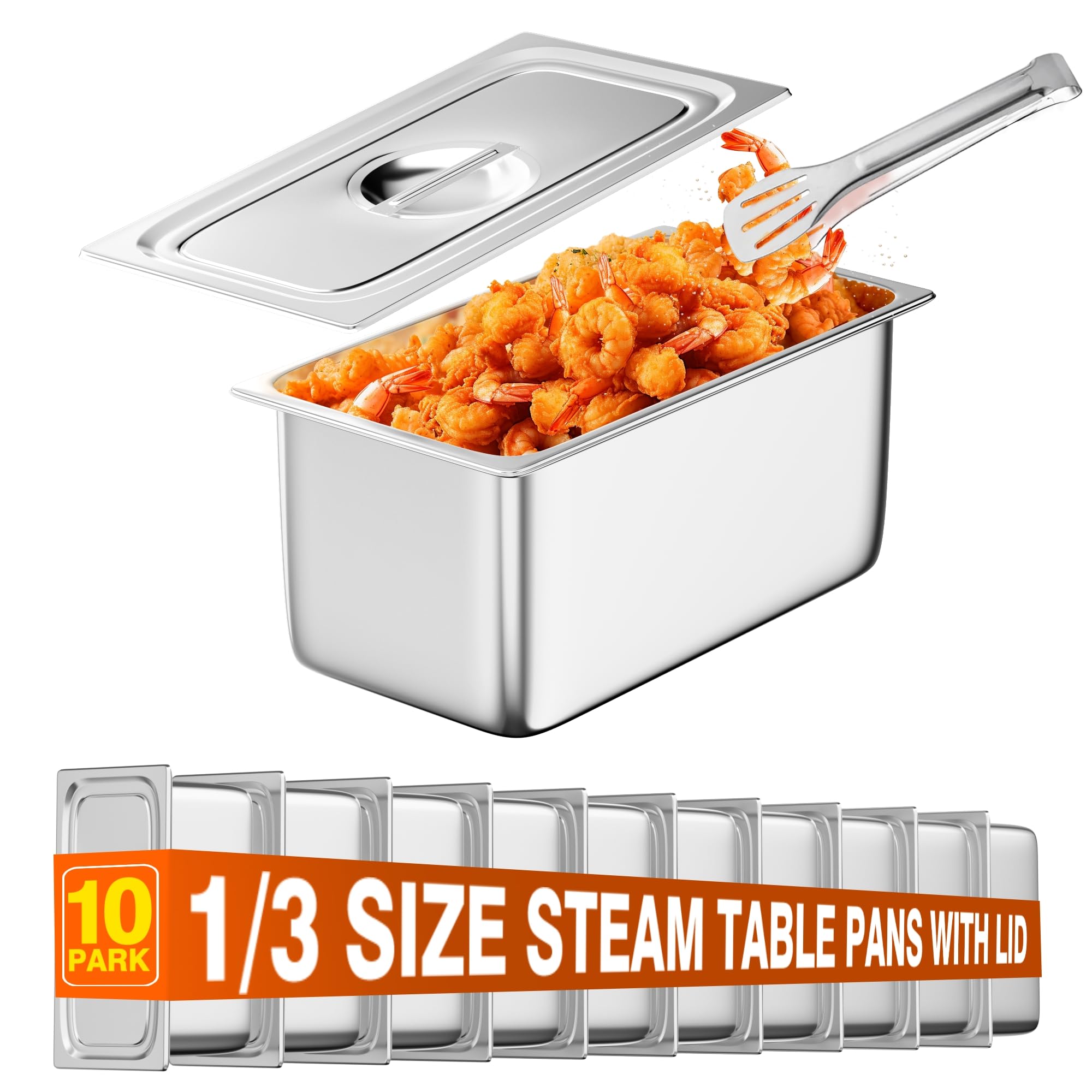 WantJoin 1/3 Size Hotel Pans with Lids, 10 Pack 6" Inch Deep Commercial ...