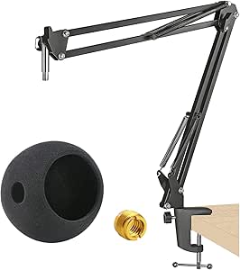 Blue Snowball Mic Stand with Pop Filter - Microphone Boom Arm Stand ...